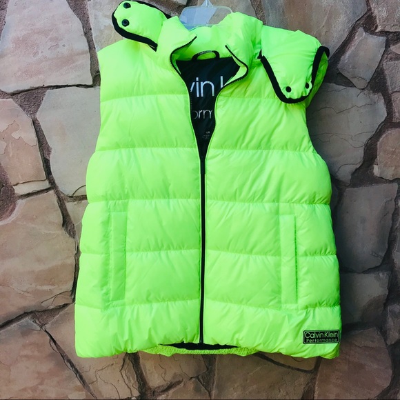Calvin Klein | Jackets & Coats | Calvin Klein Neon Green Quilted Hooded ...